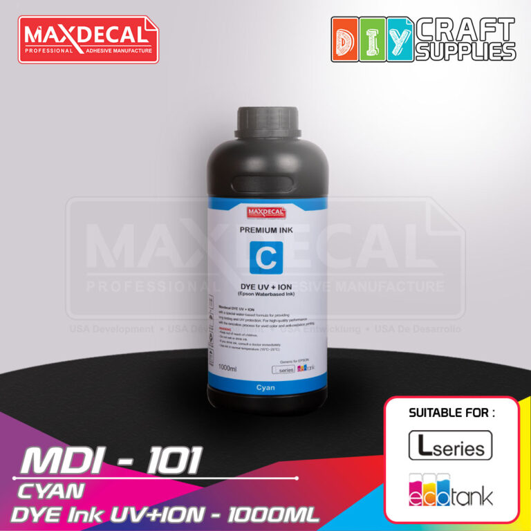 MAXDECAL MDI-101 DYE Ink UV+ION Cyan (1000ml) – MAXDECAL - Professional ...